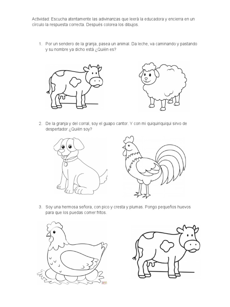 Adivinanzas Animales de La Granja | PDF