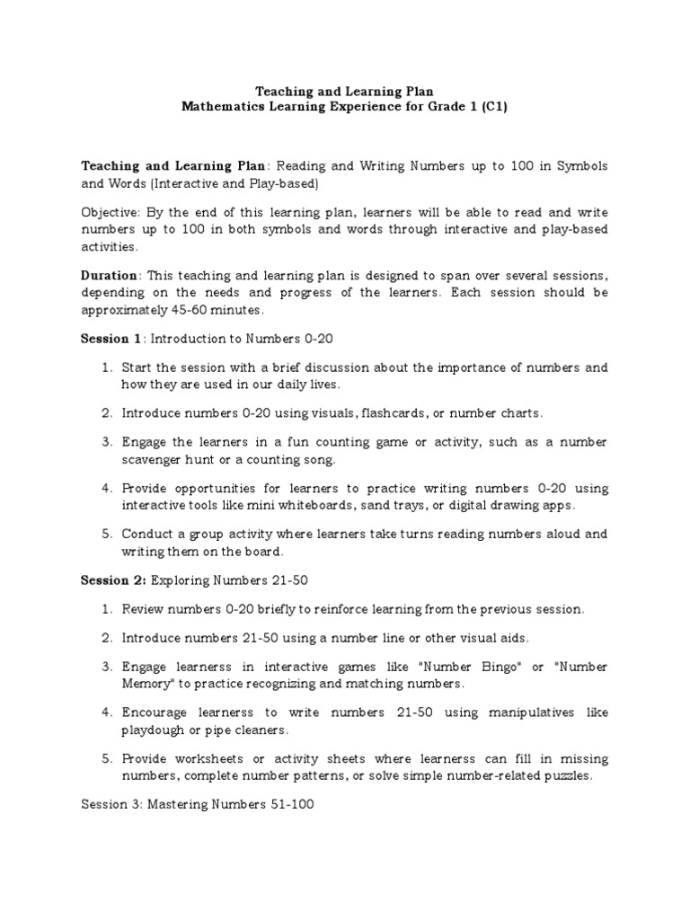 Grade 1 TL Plan C1 | PDF