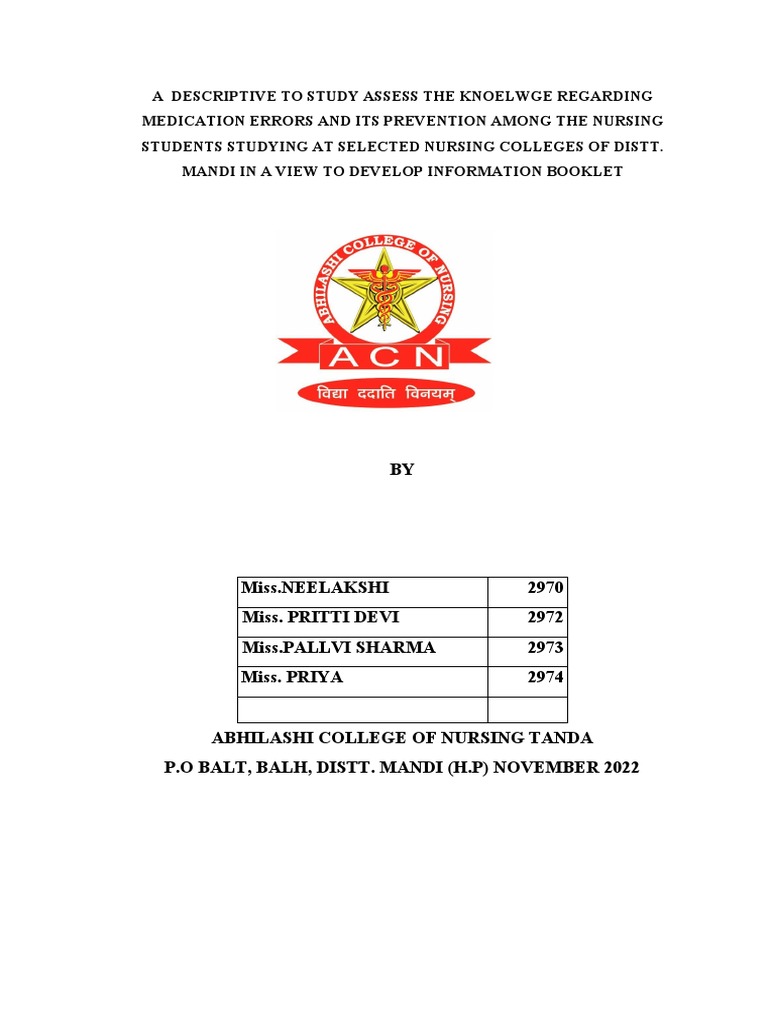 A DESCRIPTIVE Study | PDF
