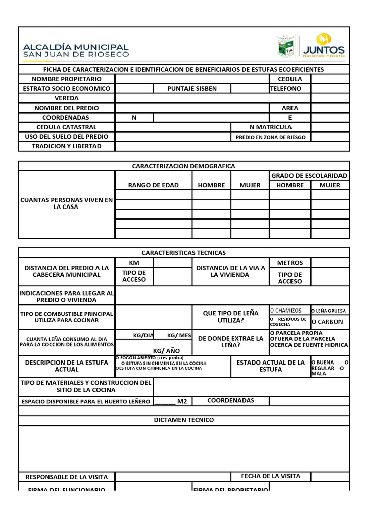 Ficha Caracterizacion Estufas | PDF