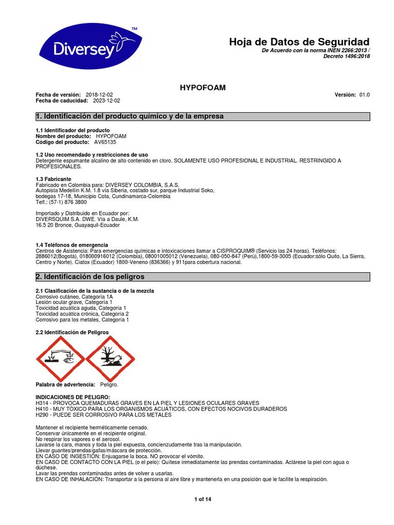 Hypofoam 2 | PDF | Agua | Química