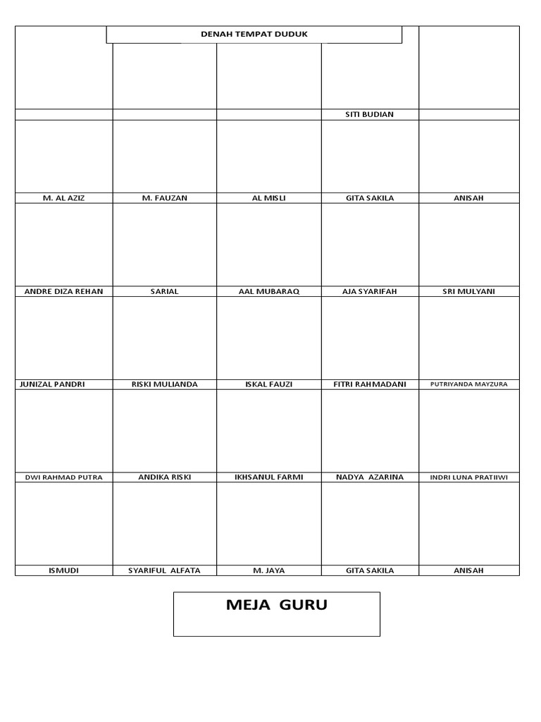 Format Denah Tempat Dudk Siswa Baru 1 | PDF