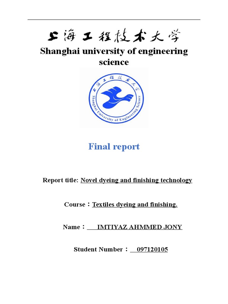 Noval Dyeing and Finishing M097120105 Mjony Mfinal Report | PDF