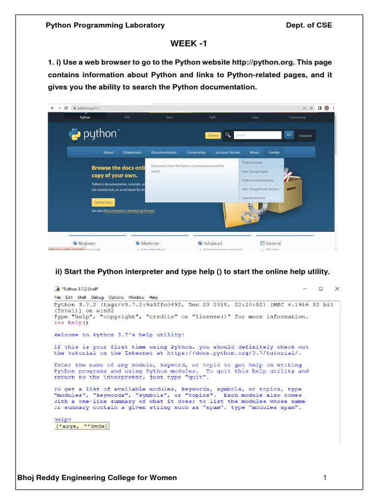 R-22 Python Programming Lab Manual | PDF