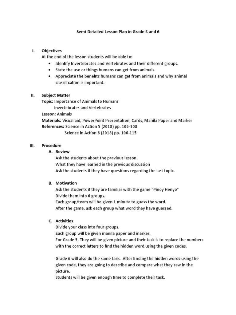 Multigrade Lesson Plan 5 6 | PDF | Lesson Plan | Human