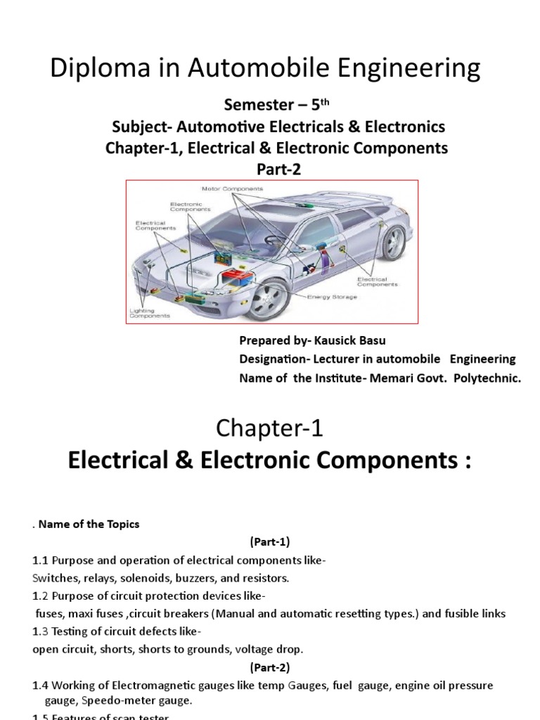 Automotive Electricals & Electronics - Chapter 1 - Part 2 - 5th Sem ...