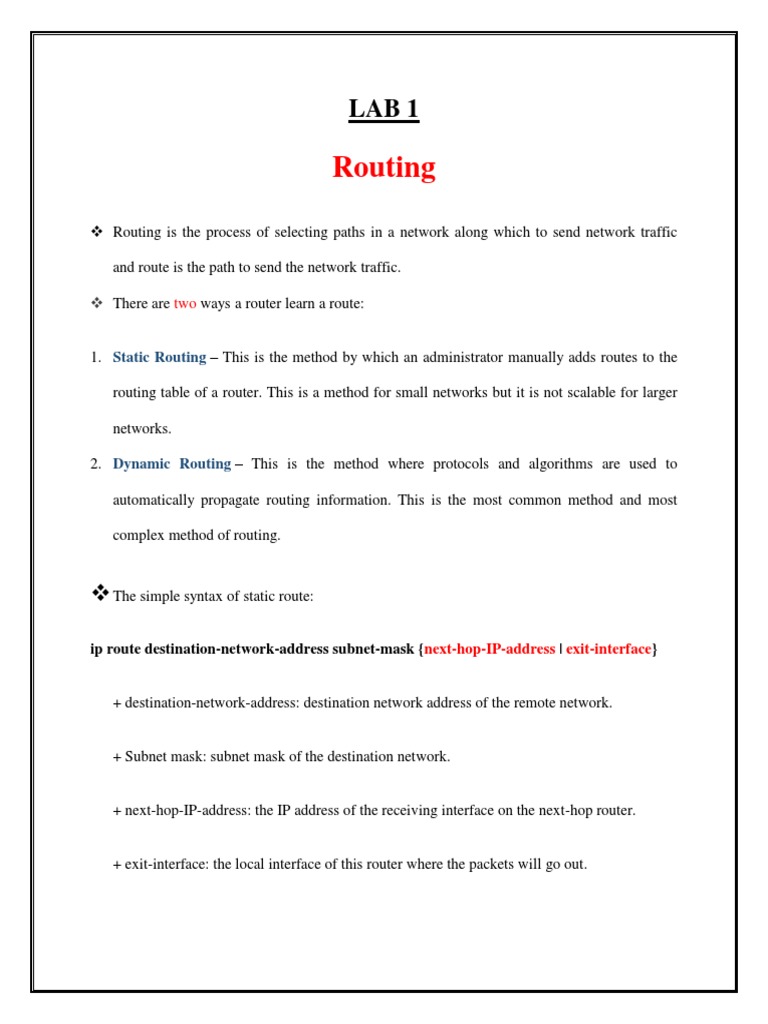Lab Static Route Pdf Computer Network Router Computing 6544