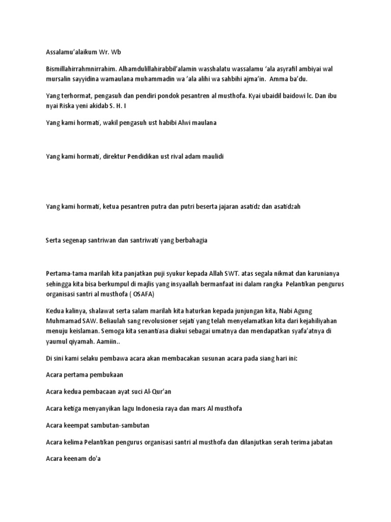 Teks MC Pelantikan | PDF