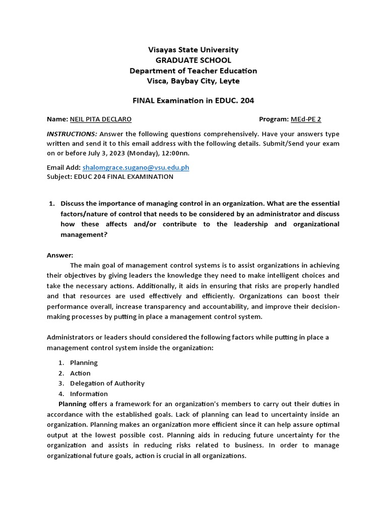 EDUC 204 - Final Exam | PDF | Career & Growth | Business