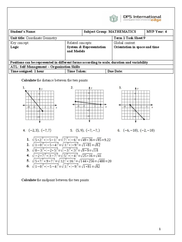 MYP 4 Math Tasksheet 9 Term 1 2022-23 | PDF