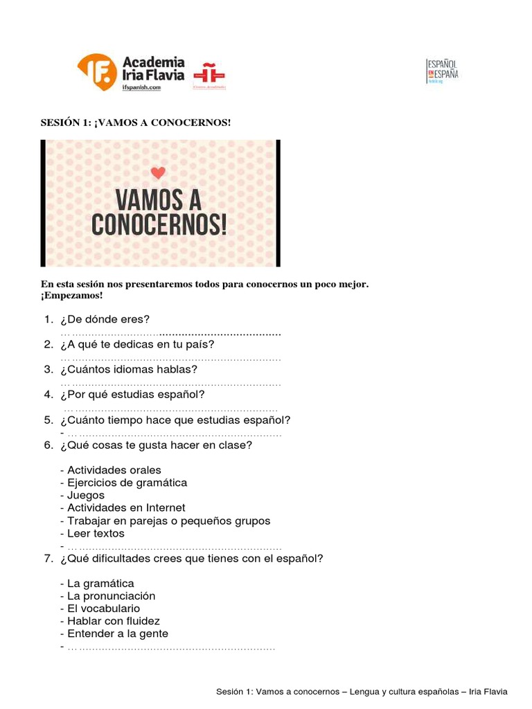 Unidad 1 - Vamos A Conocernos | PDF