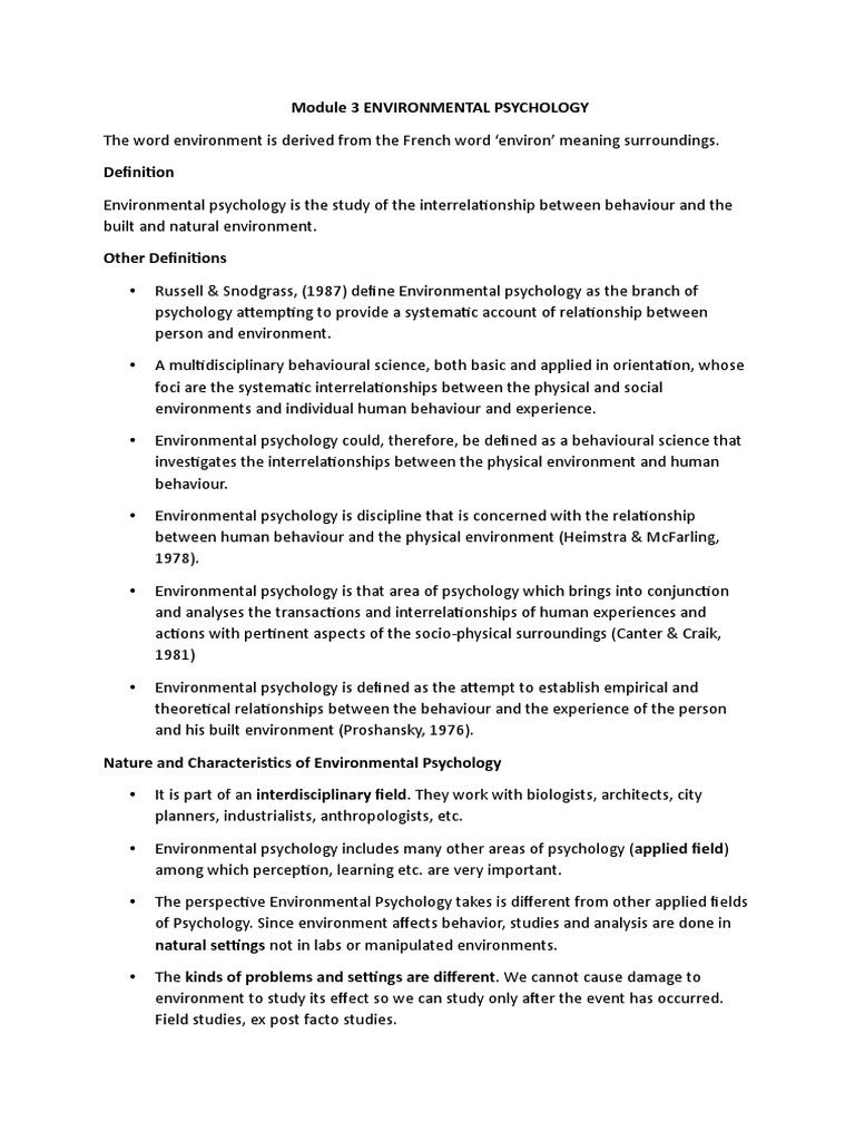Understanding Environmental Psychology | PDF | Perception | Affect ...