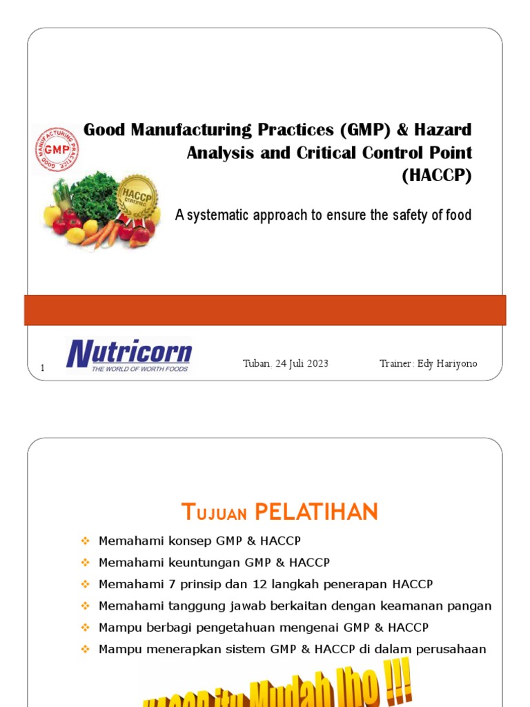Materi Pelatihan GMP Dan HACCP Tuban | PDF