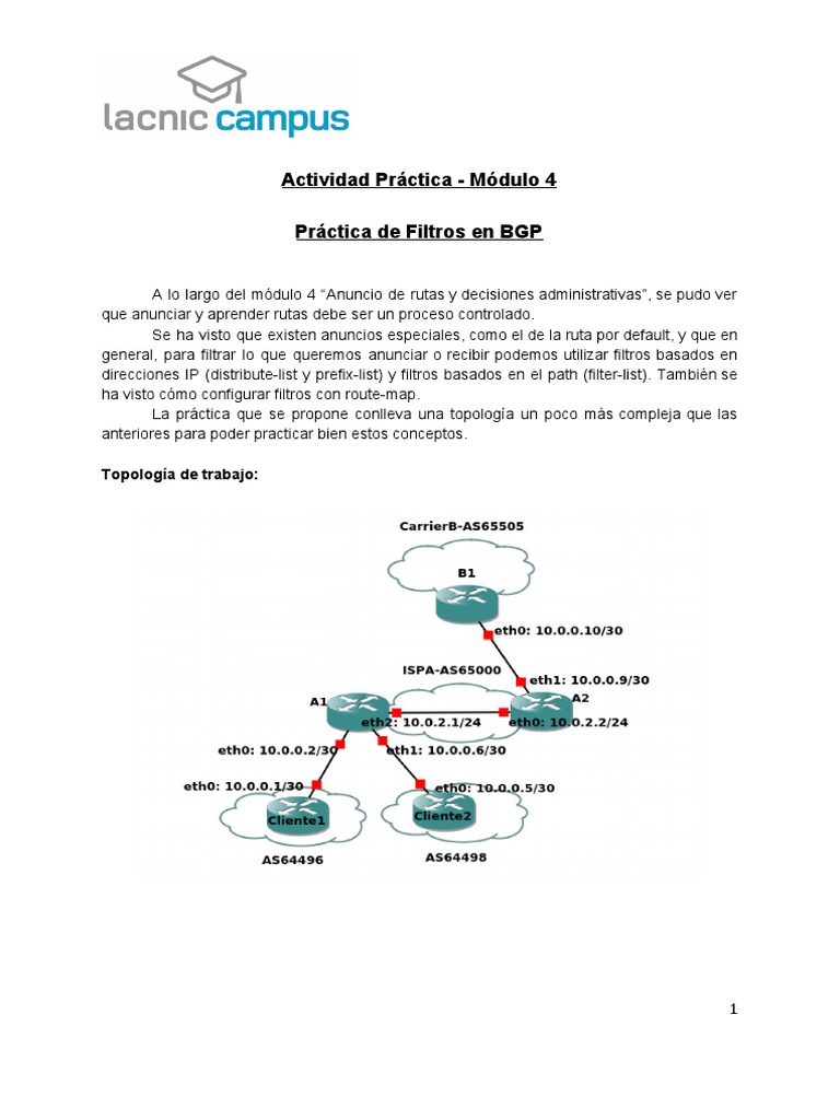 Actividad PrácticaBGP - Módulo 4 - 2019 | PDF | Enrutador (Computación) | Telecomunicaciones