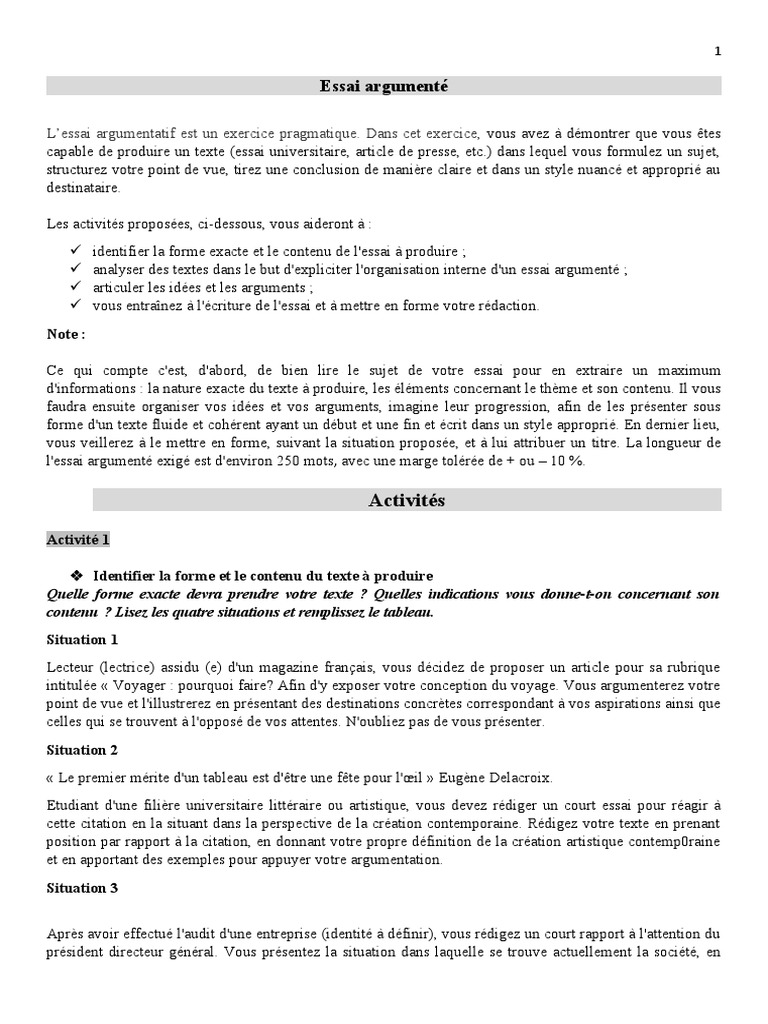 Document 07 Essai Argumenté. 100 | PDF | Évolution de carrière ...