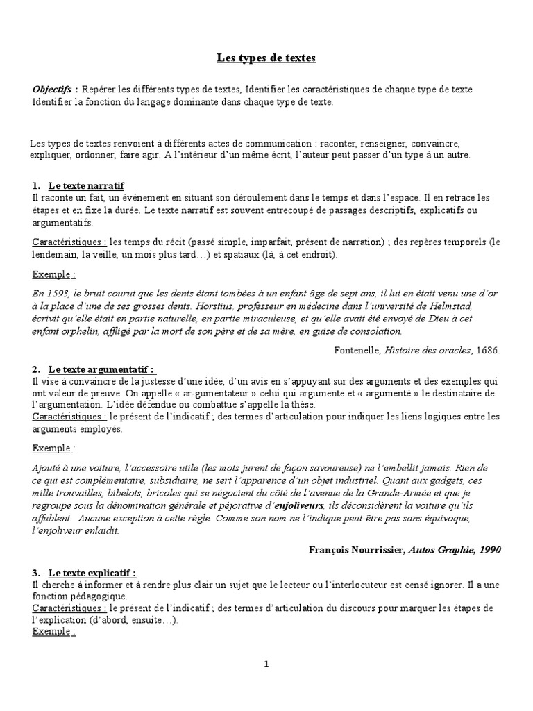 Document 06 Les Types de Textes 0 | PDF