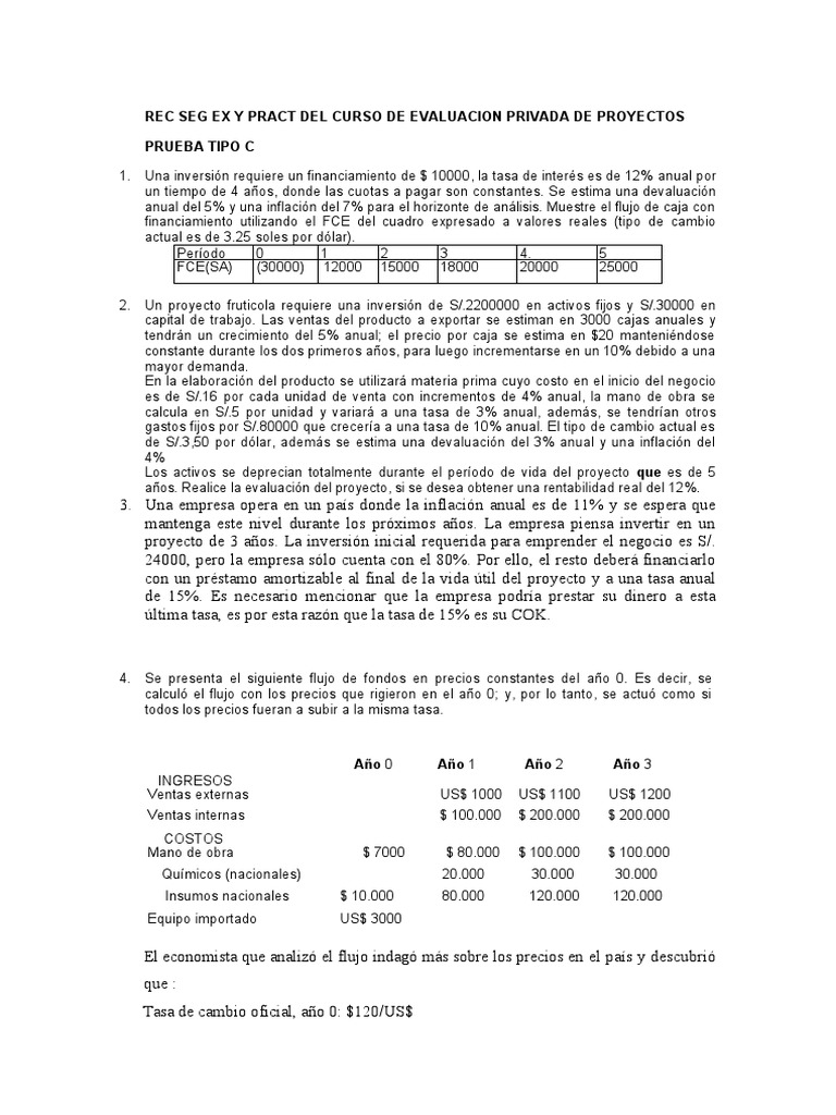 Rec Seg Pract y Ex C | PDF | Inflación | Tipo de cambio