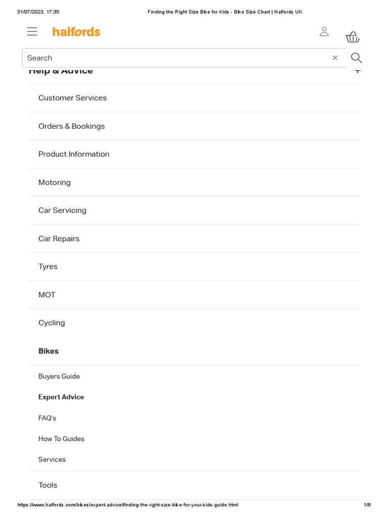 Finding The Right Size Bike For Kids - Bike Size Chart - Halfords UK | PDF | Human Powered ...