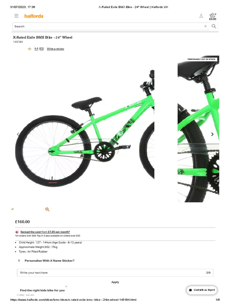 X-Rated Exile BMX Bike - 24 - Wheel - Halfords UK | PDF