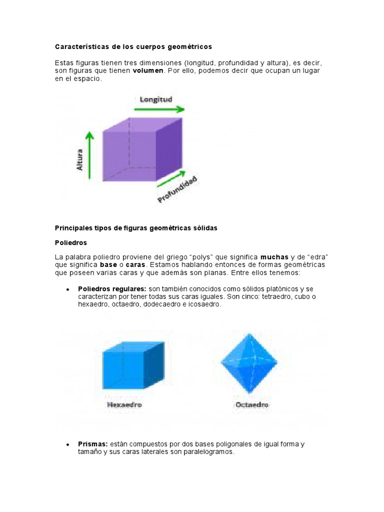 Características de Los Cuerpos Geométricos | PDF | Hogar y jardín