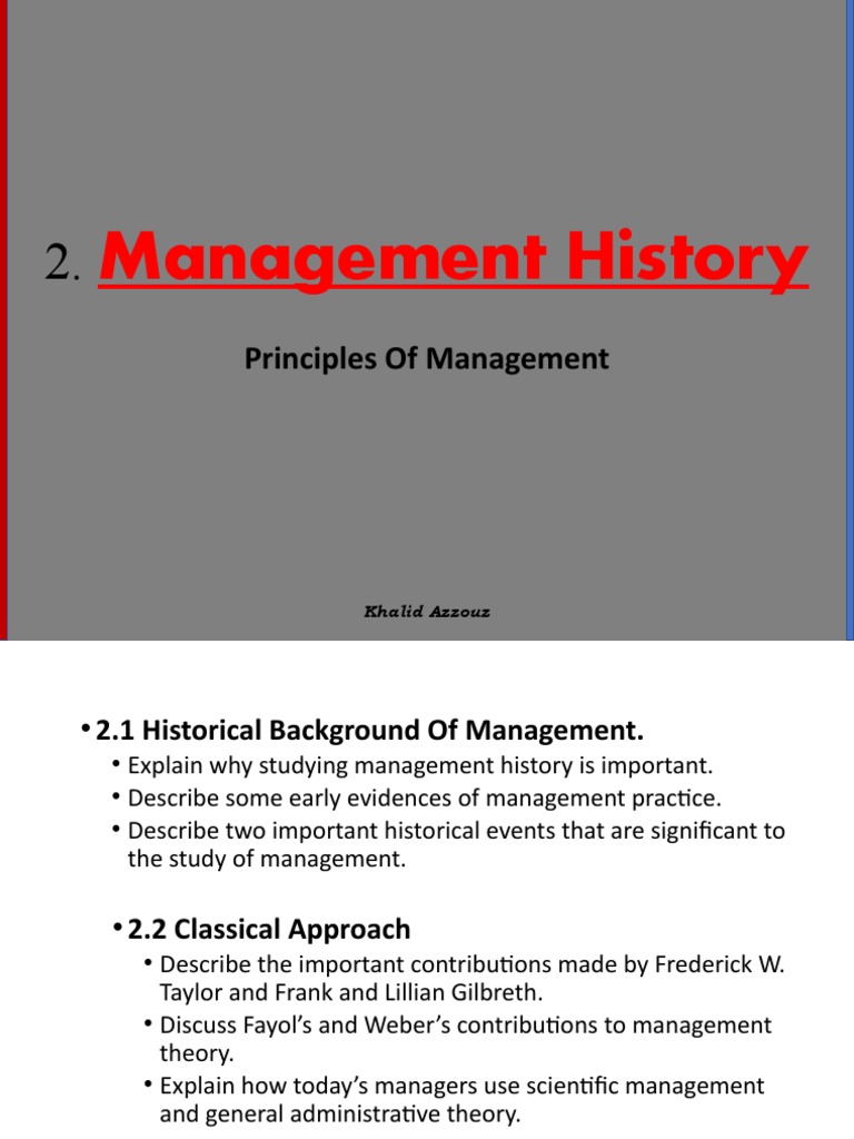 Ch.2 Management History | PDF | Quality (Business) | Organizational ...