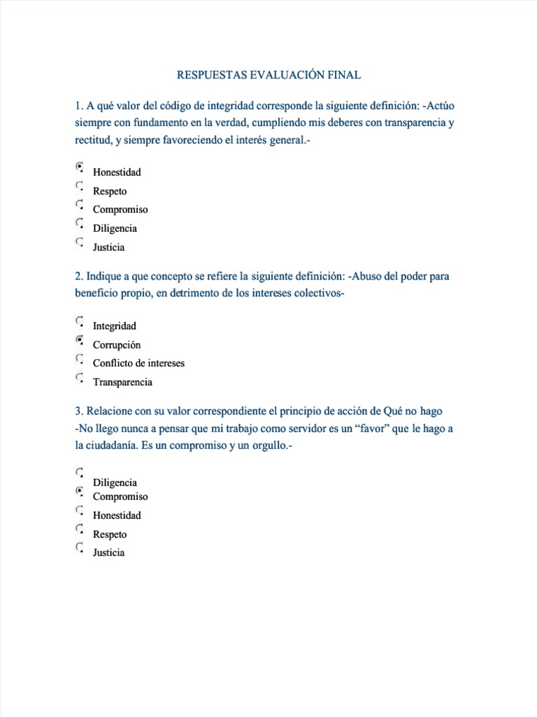 PDF Respuestas Evaluacion Final Curso Anticorrupcion - Compress | PDF