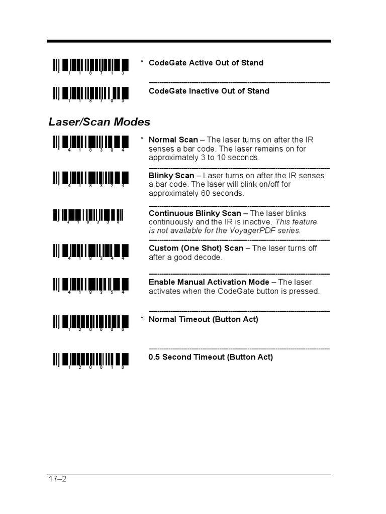 Laser Scan Modes and Activation Settings | PDF