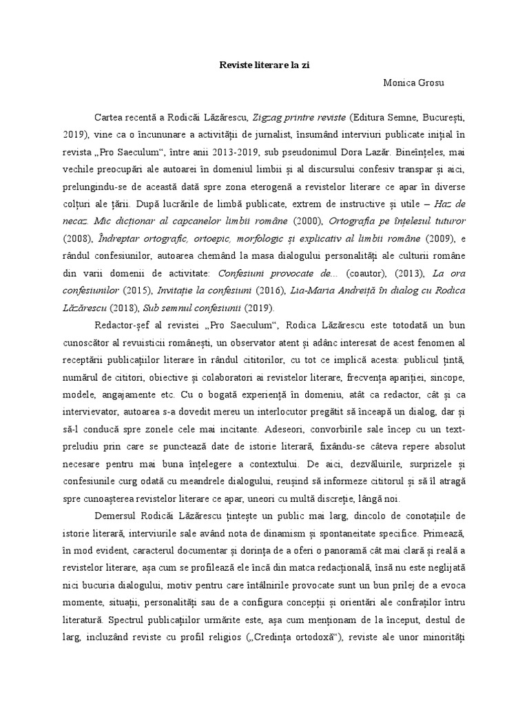 Reviste Literare La Zi | PDF