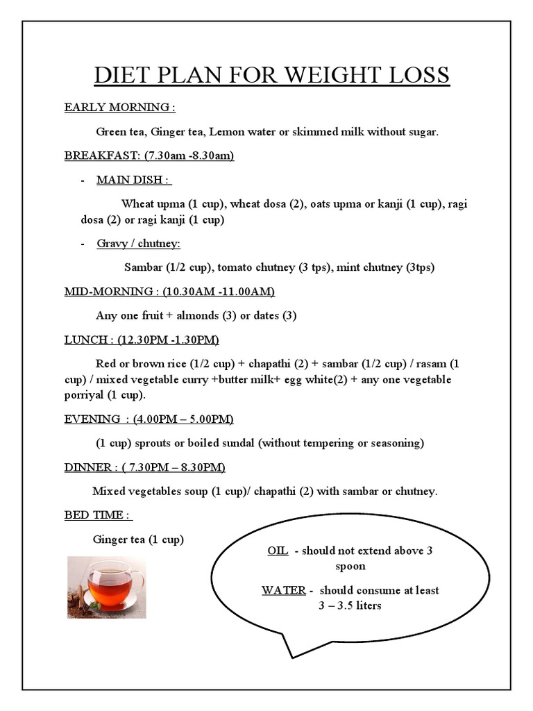 Diet Plan For Weight Loss | PDF | Vegetables | Egg As Food