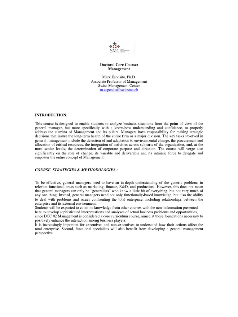 DCC Management Syllabus | PDF | Strategic Management | Learning