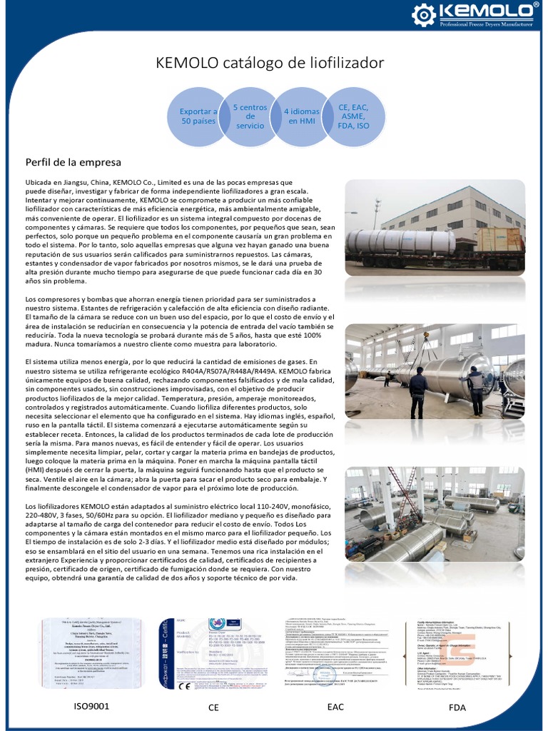 KEMOLO Catálogo de Liofilizador | PDF | Cocina, comidas y vino ...