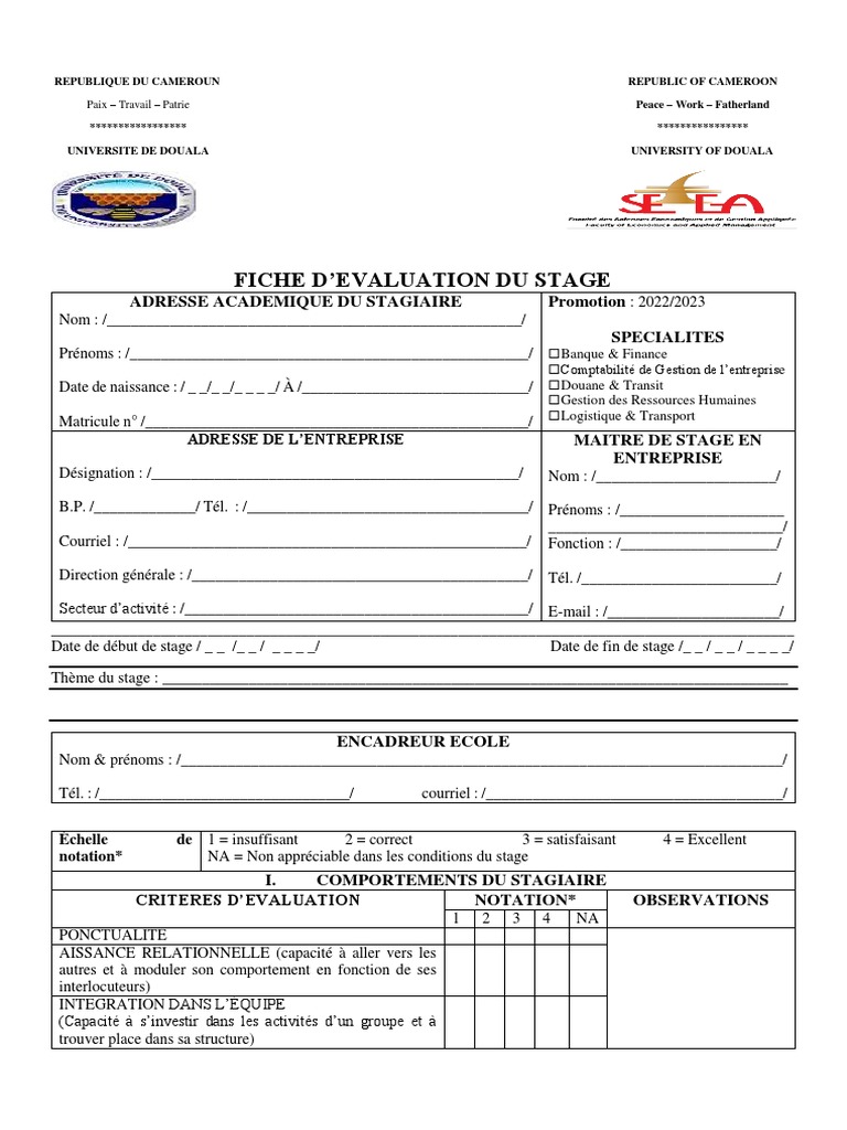 Fiche D'evaluation - BTS - 2023 | PDF