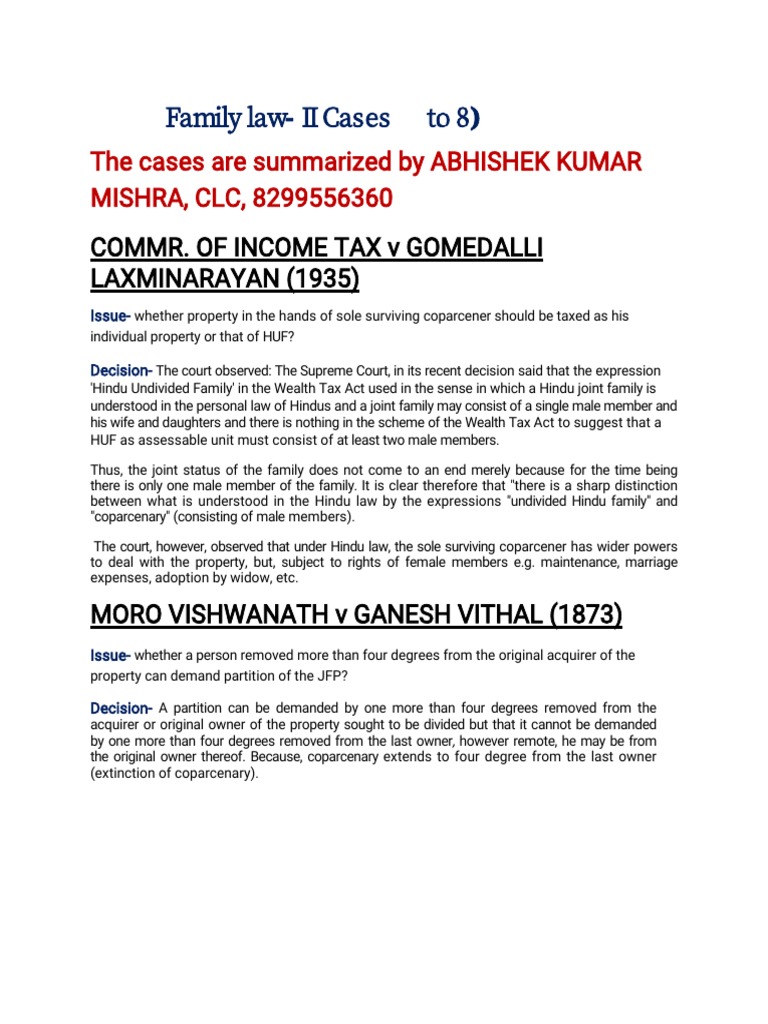 Family Law - II Case (1-8) | PDF