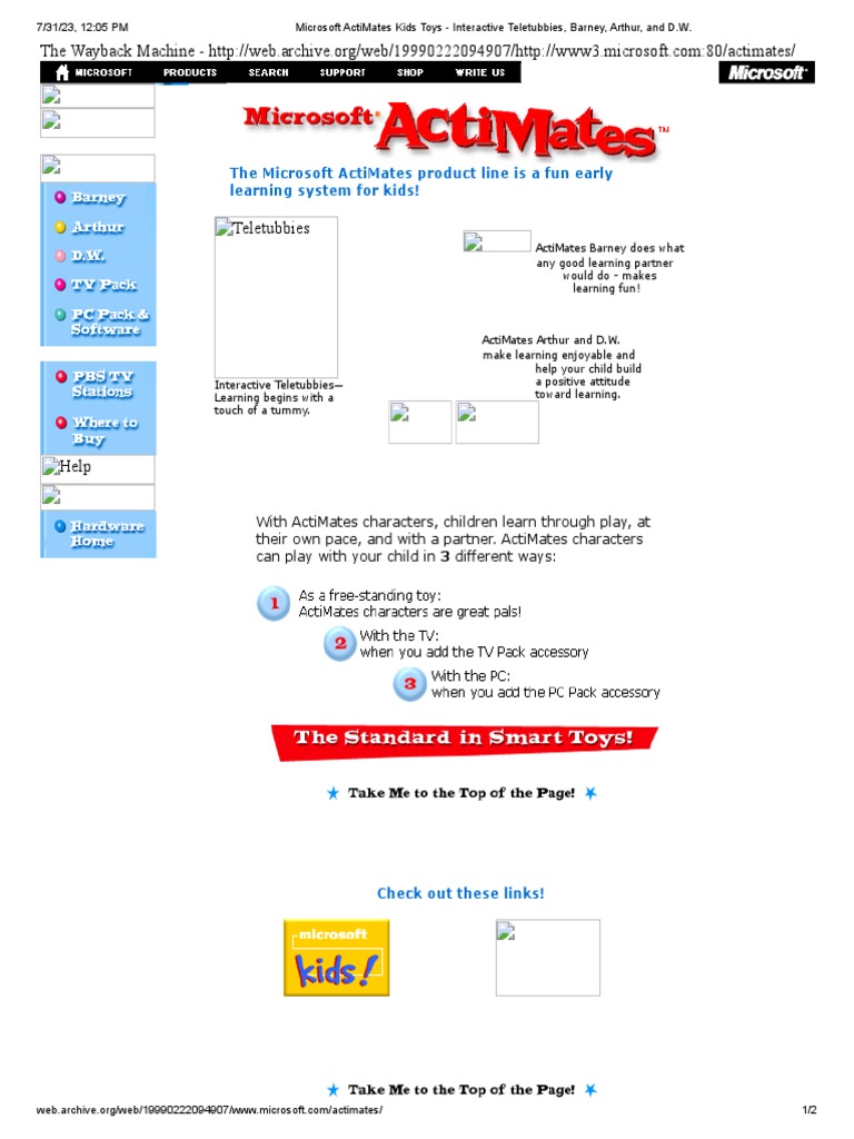 Microsoft ActiMates Kids Toys - Interactive Teletubbies, Barney, Arthur ...