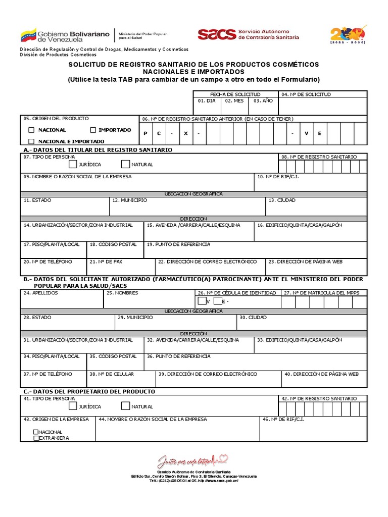 Microsoft Word - (1) Form Registro Sanitario de Productos Cosmeticos Nac e Imp | PDF ...