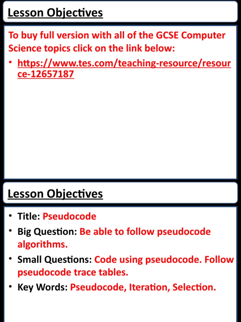 Lesson 5 Pseudocode Part 1 Pdf Programming Computer Program