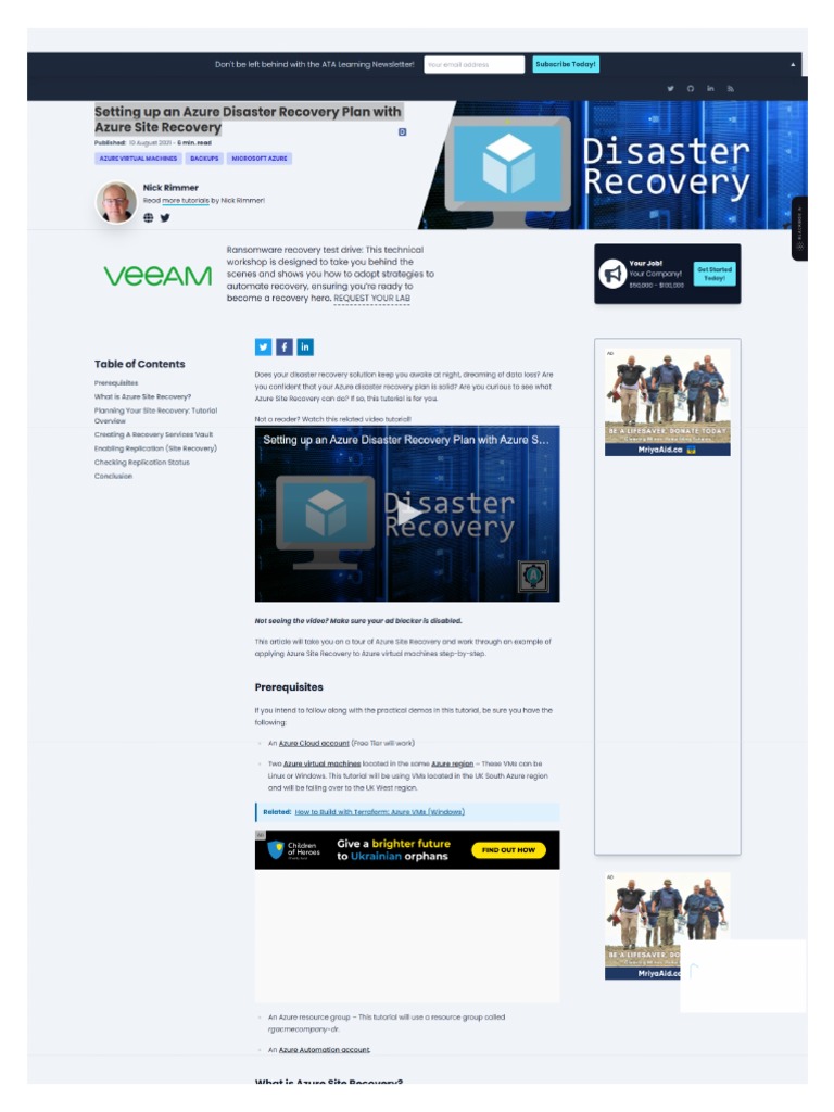 Setting Up An Azure Disaster Recovery Plan With Azure Site Recovery | PDF