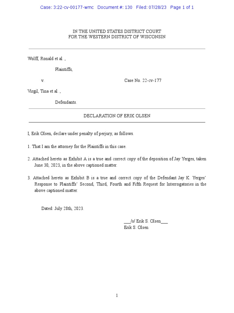Court Declaration: Jay Yerges Deposition | PDF | Science & Mathematics