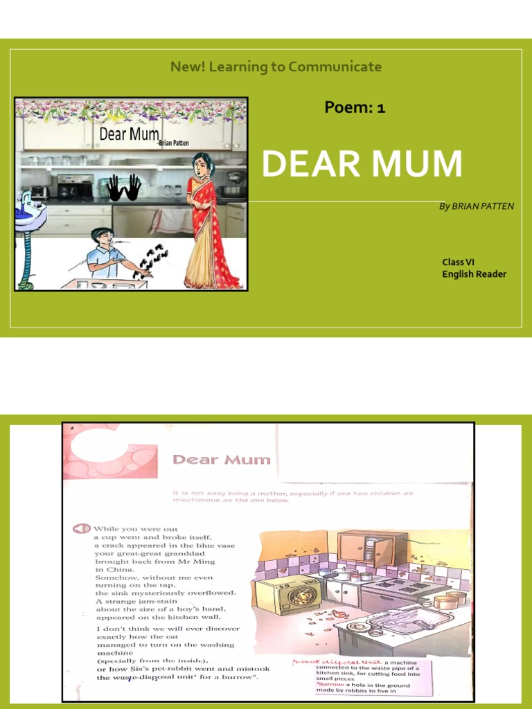 Dear Mum: Poem: 1 | PDF