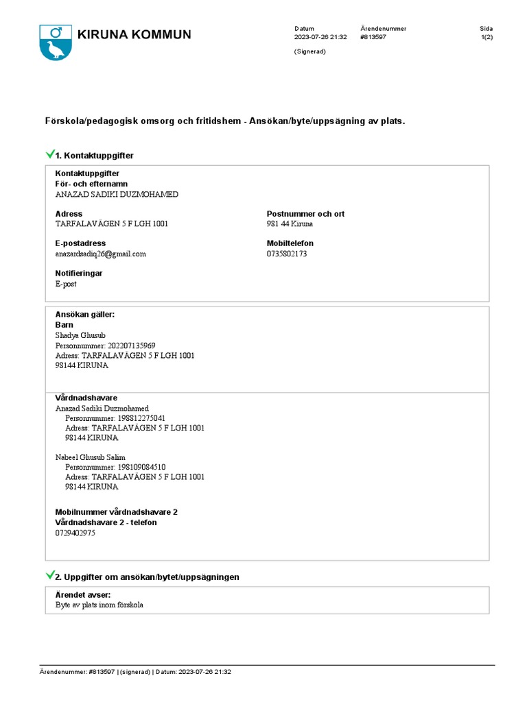 F rskola_pedagogisk omsorg och fritidshem - Ans kan_byte_upps gning av plats. - | PDF