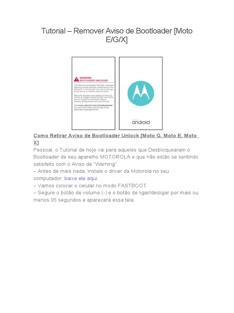 (TUTORIAL) Remover Aviso de Bootloader Desbloqueado | PDF (TUTORIAL) Remover Aviso de Bootloader Desbloqueado | PDF