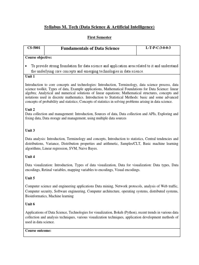 Syllabus Mtech Cse | PDF | Xml | Machine Learning