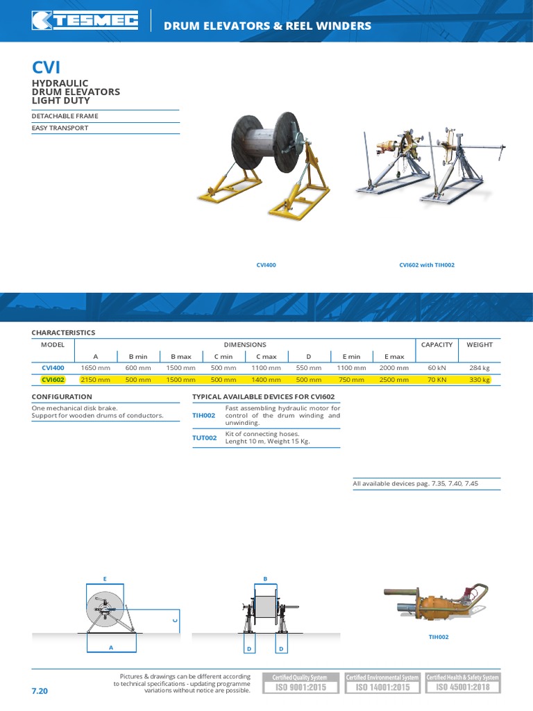 Ficha Tecnica Alzabobina 7 Ton Tesmec | PDF