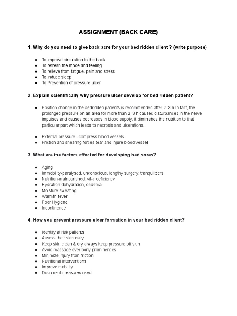 Assignment (Back Care) | PDF | Massage | Medical Specialties