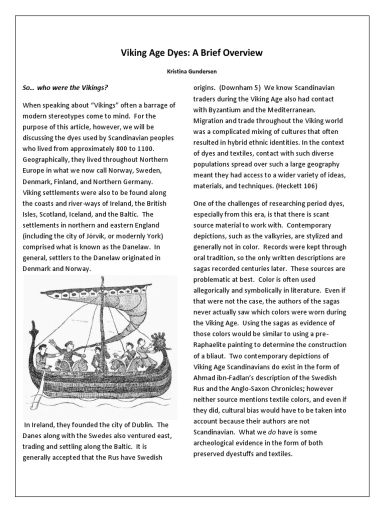 Viking Age Dyes and Their Techniques | PDF | Dye | Dyeing