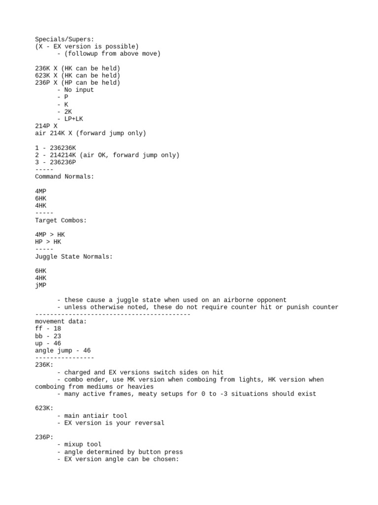 SF6 Character Notes - Cammy | PDF