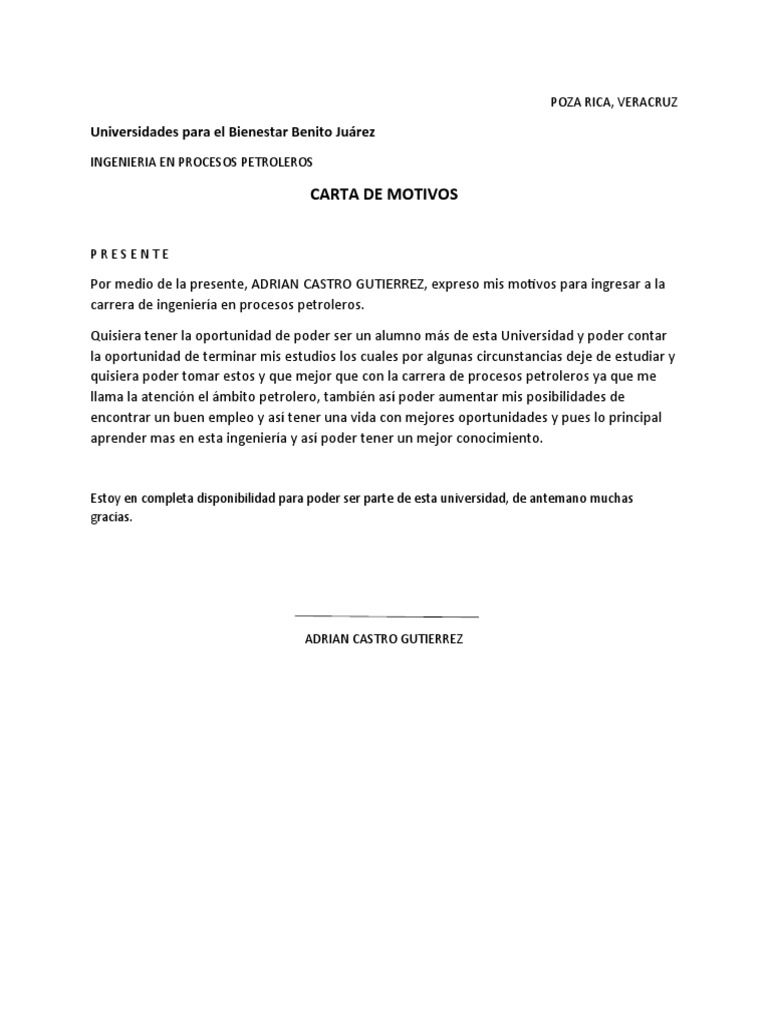 Carta de Motivos | PDF