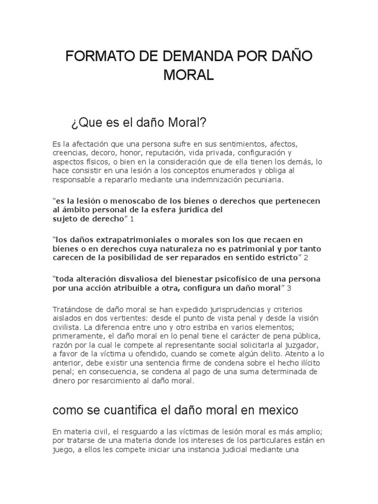 Formato de Demanda Por Daño Moral | PDF