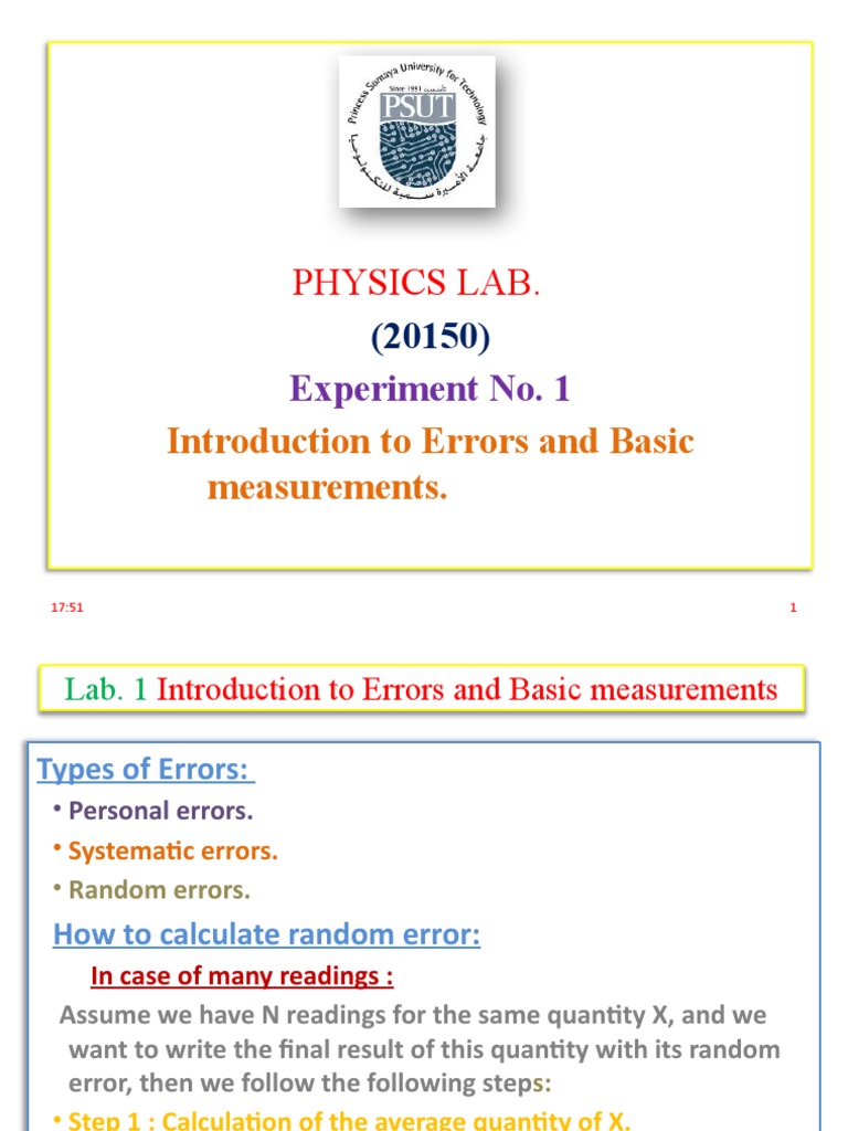 Experiment 1 Slides | PDF | Observational Error | Errors And Residuals