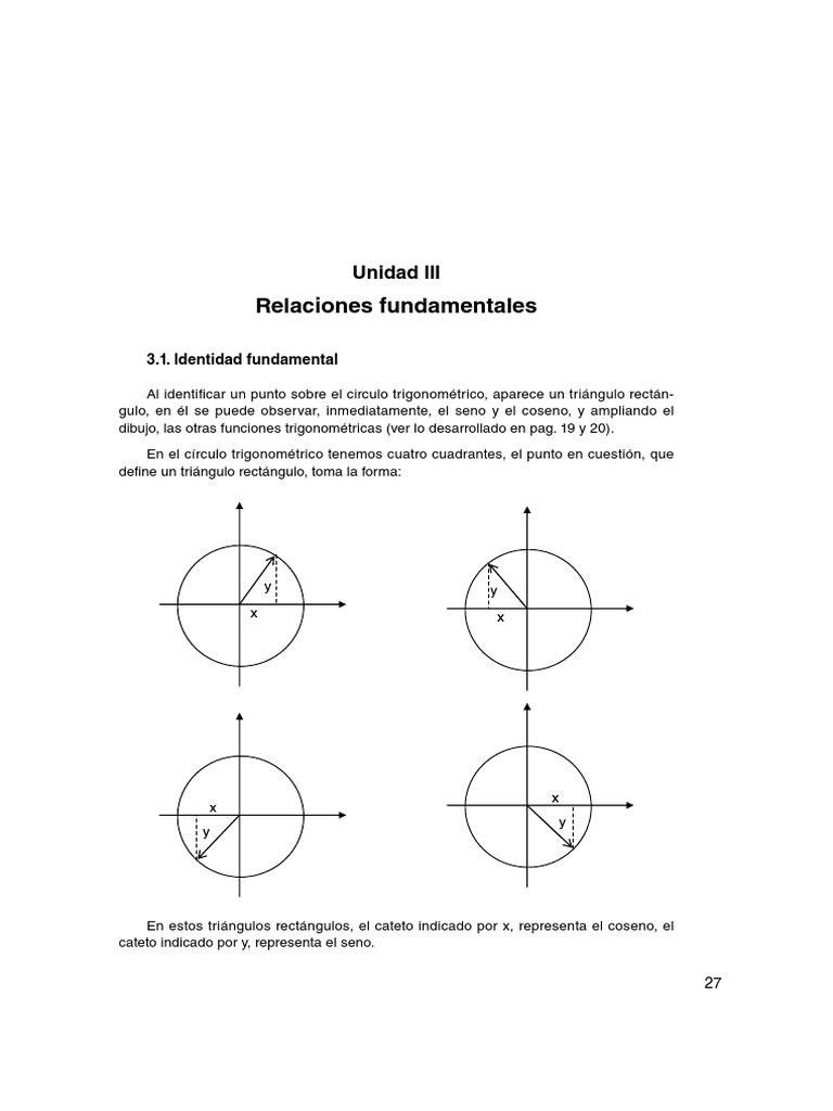 III Relaciones Fundamentales Trigo | PDF | Funciones trigonométricas | Triángulo